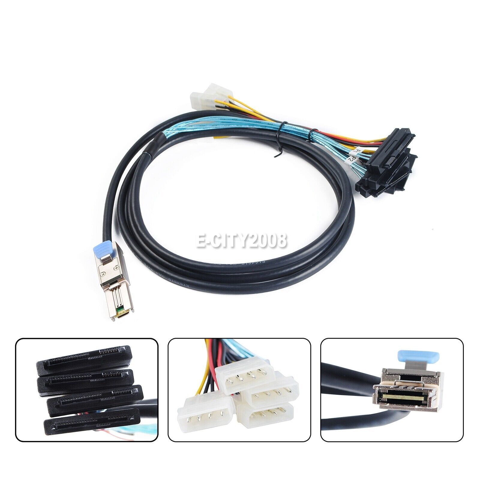 Mini SAS 26 Pin SFF-8088 to 4x SAS/SFF-8482 with IDE Power HDD Cable ...