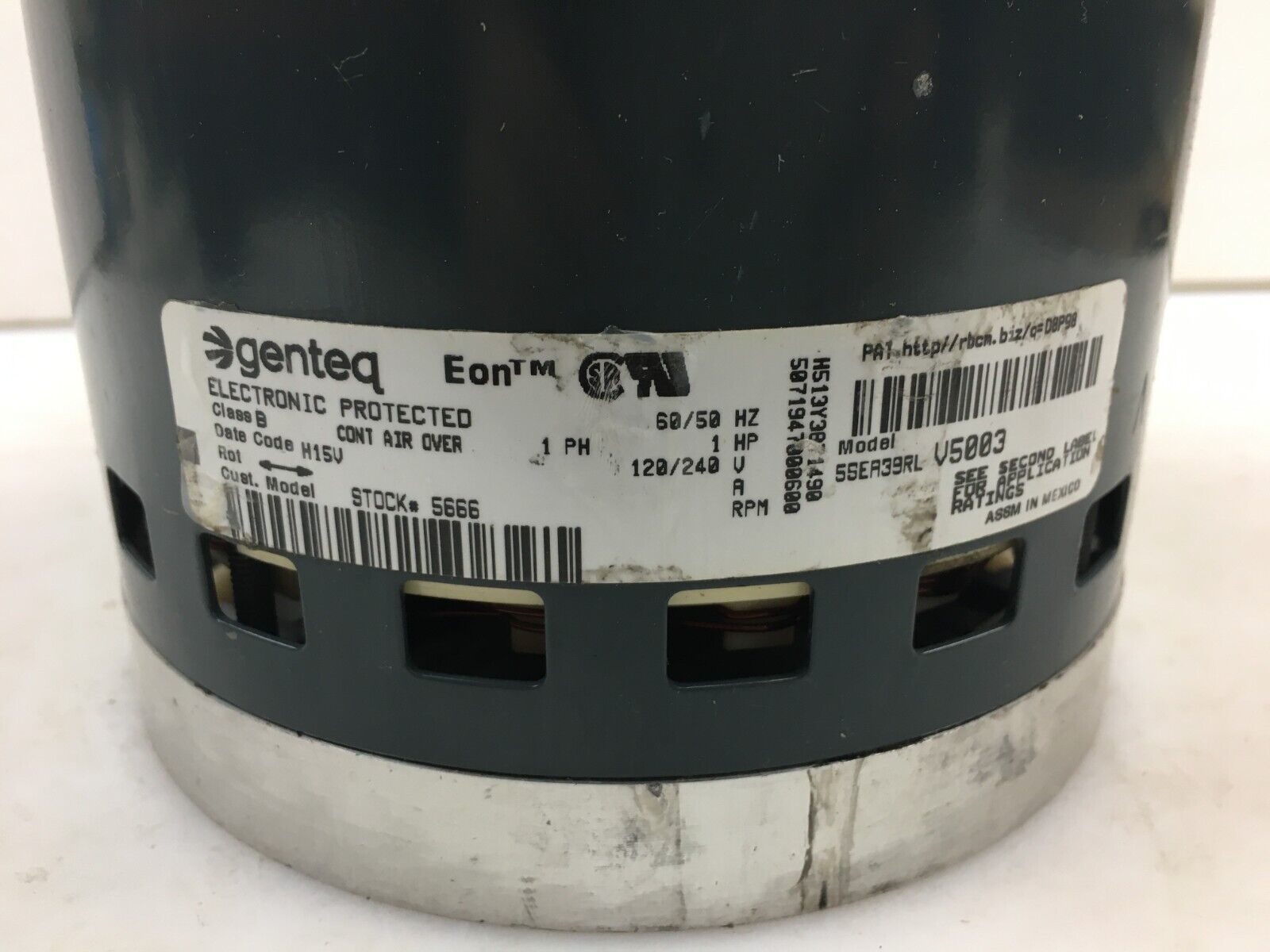 Genteq Eon 5SEA39RLV5003 Blower Motor ONLY 1HP 120/240V Stock 5666 used ...
