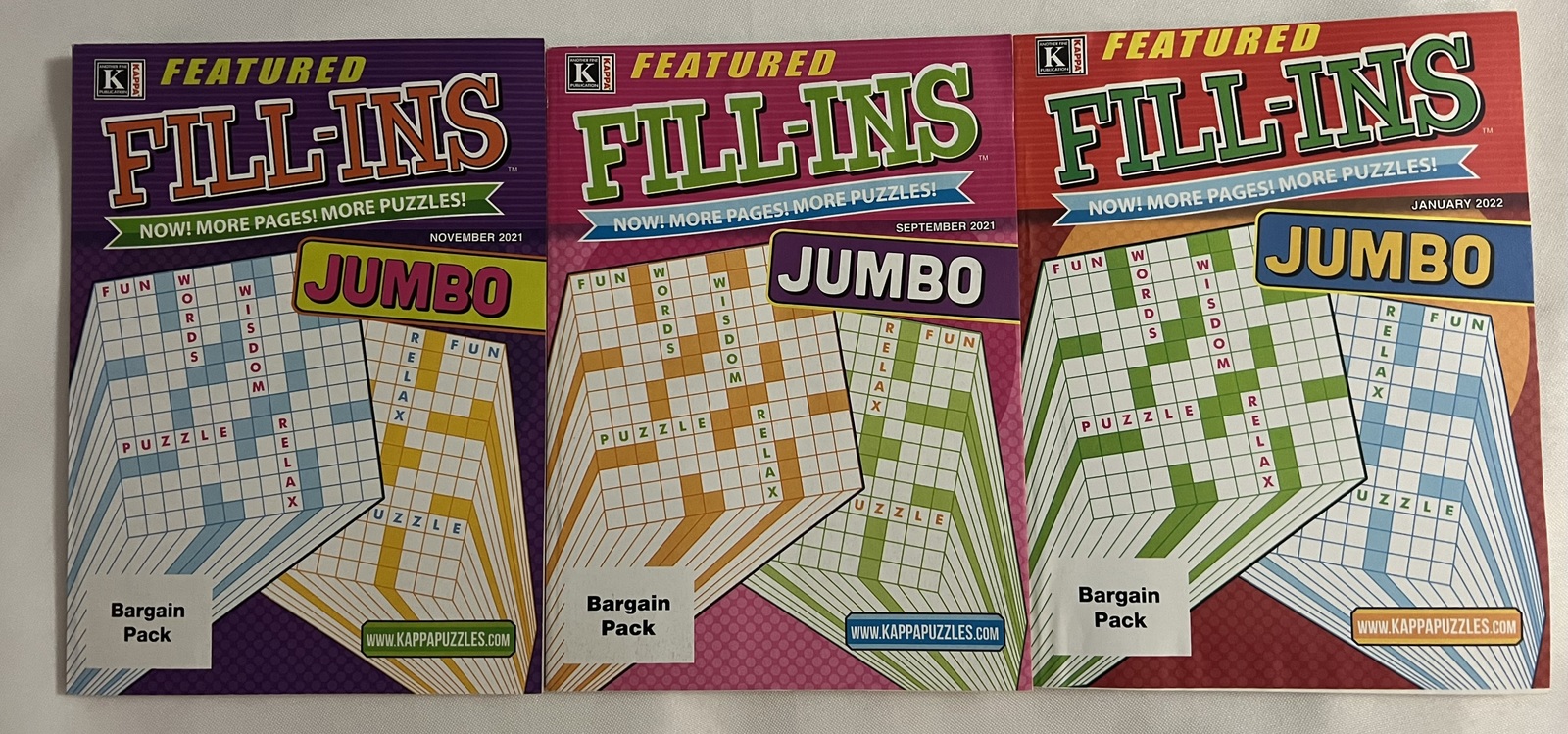 Lot (3) Kappa Featured Fill-Ins Words Puzzles Fill-in Jumbo Puzzle ...