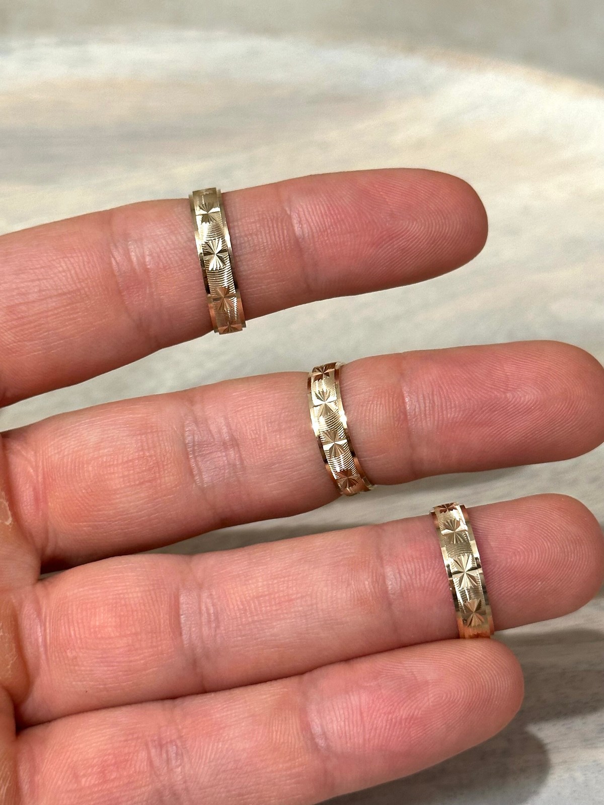 14k Personalized Real Gold Wedding Band Set, Star Yellow Cut Style ...