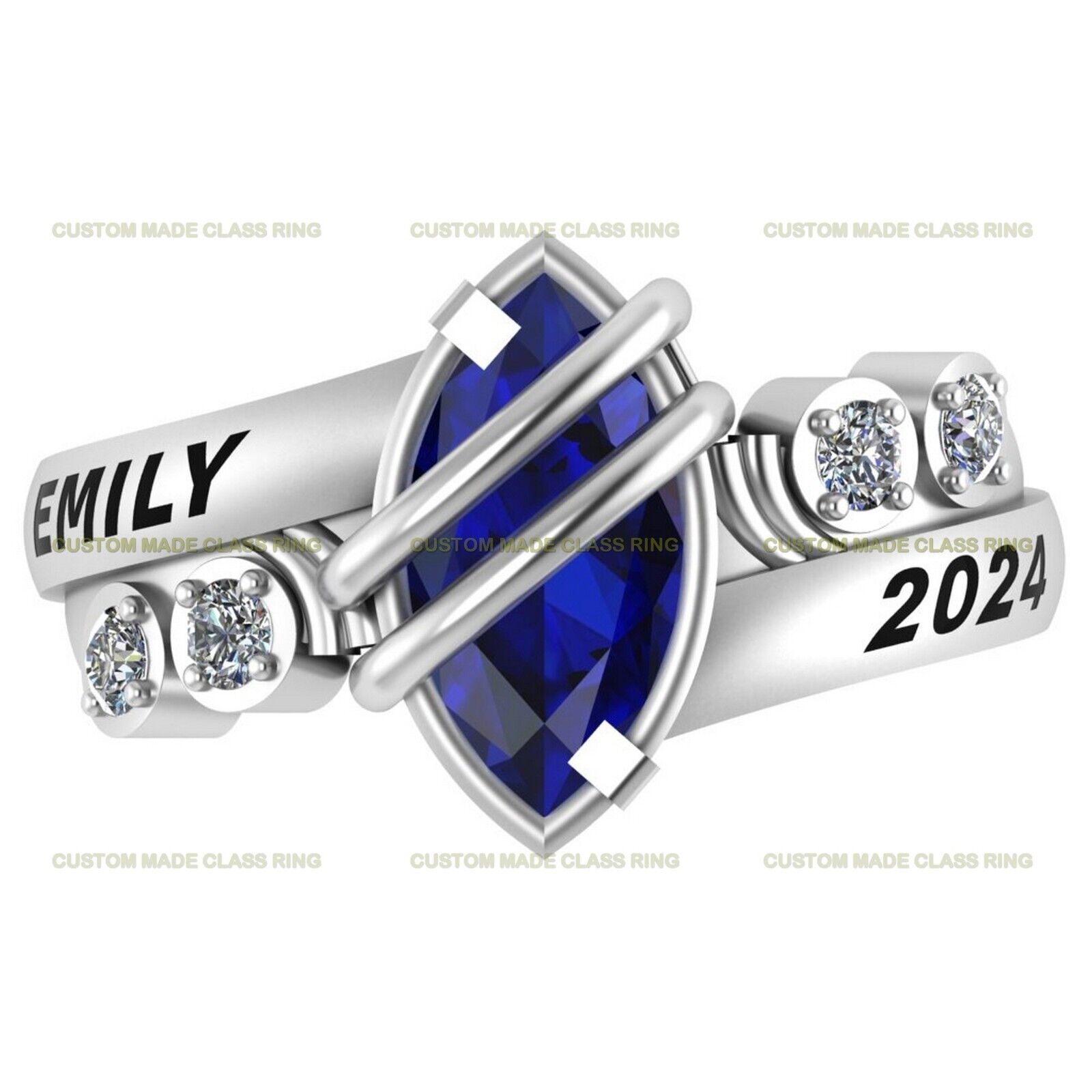 Silver925 Custom Seaswirl Jubilee Essence Chante Women's Marquise cut Class Ring - Rings