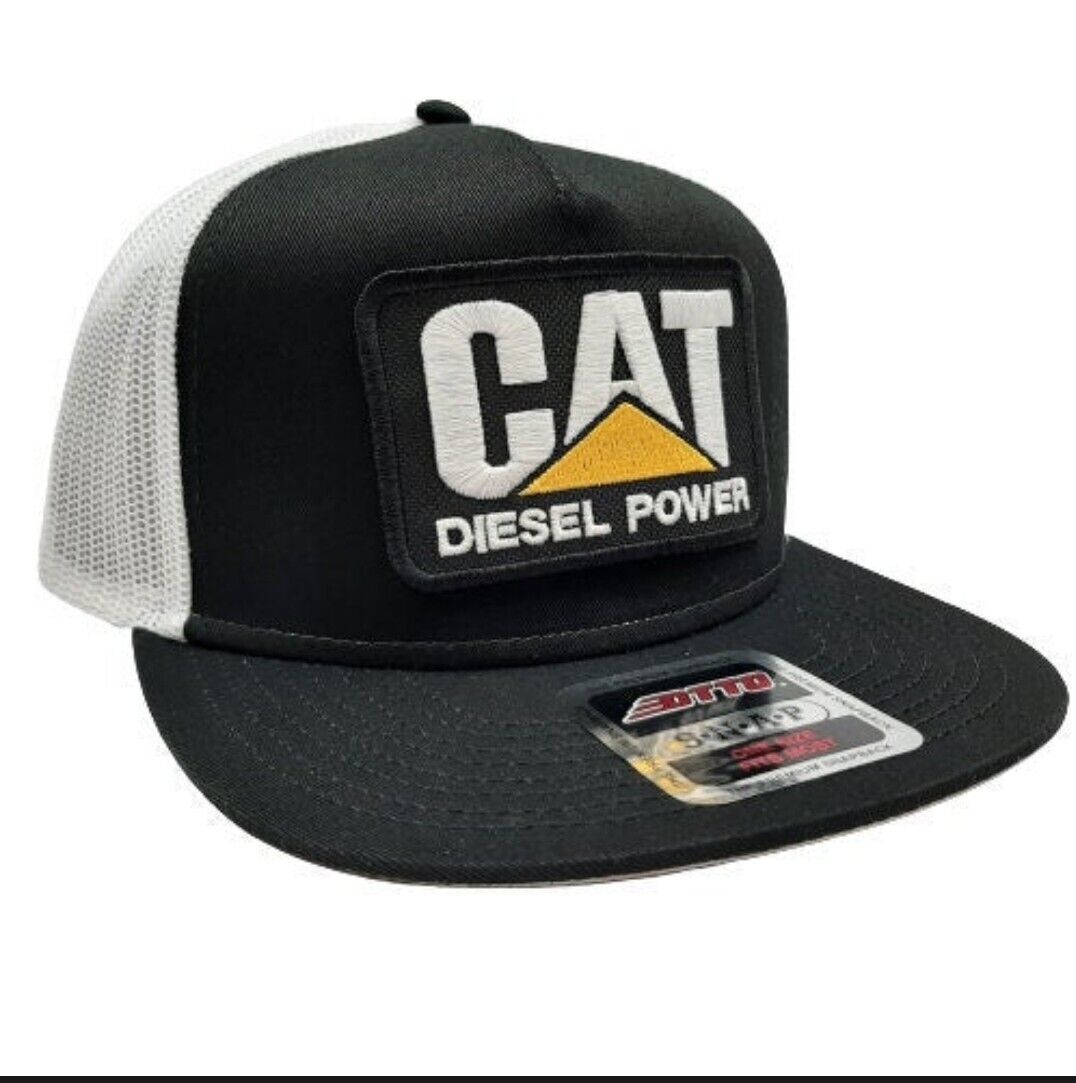 Otto Hat Cat Diesel Power Embroidered Patch Flat bill Trucker Mesh ...