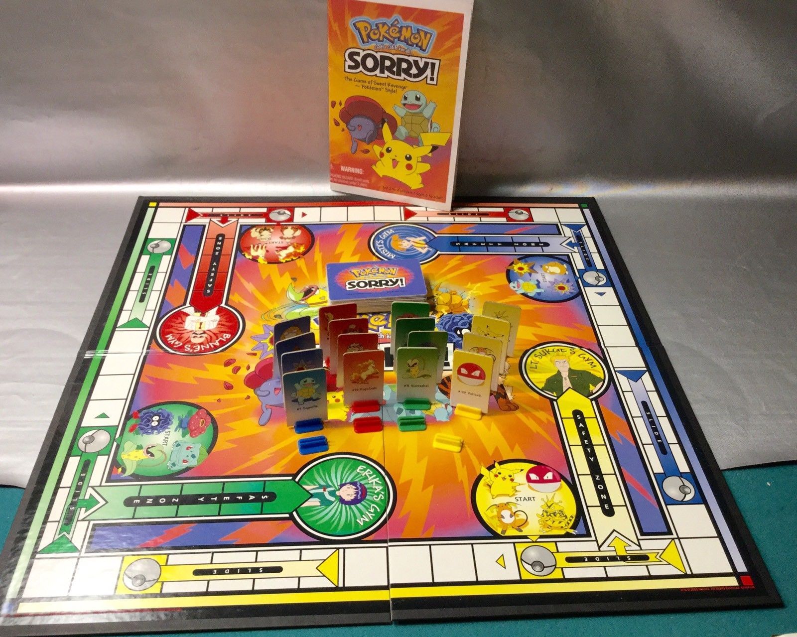 POKEMON SORRY BOARD GAME Parker Brothers 2000 Bulbasaur Pikachu Ponyta ...
