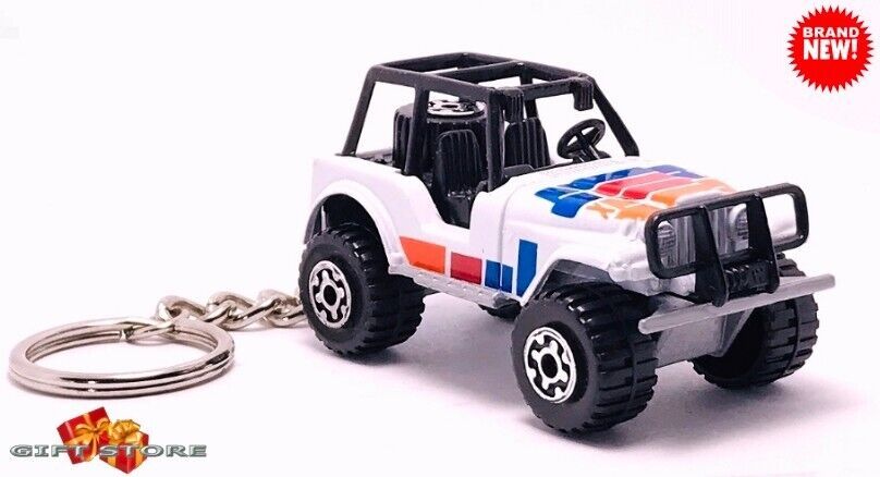 RARE KEYCHAIN WHITE JEEP WRANGLER WILLYS CJ5 AMC CJ CUSTOM LIFTED GREAT ...