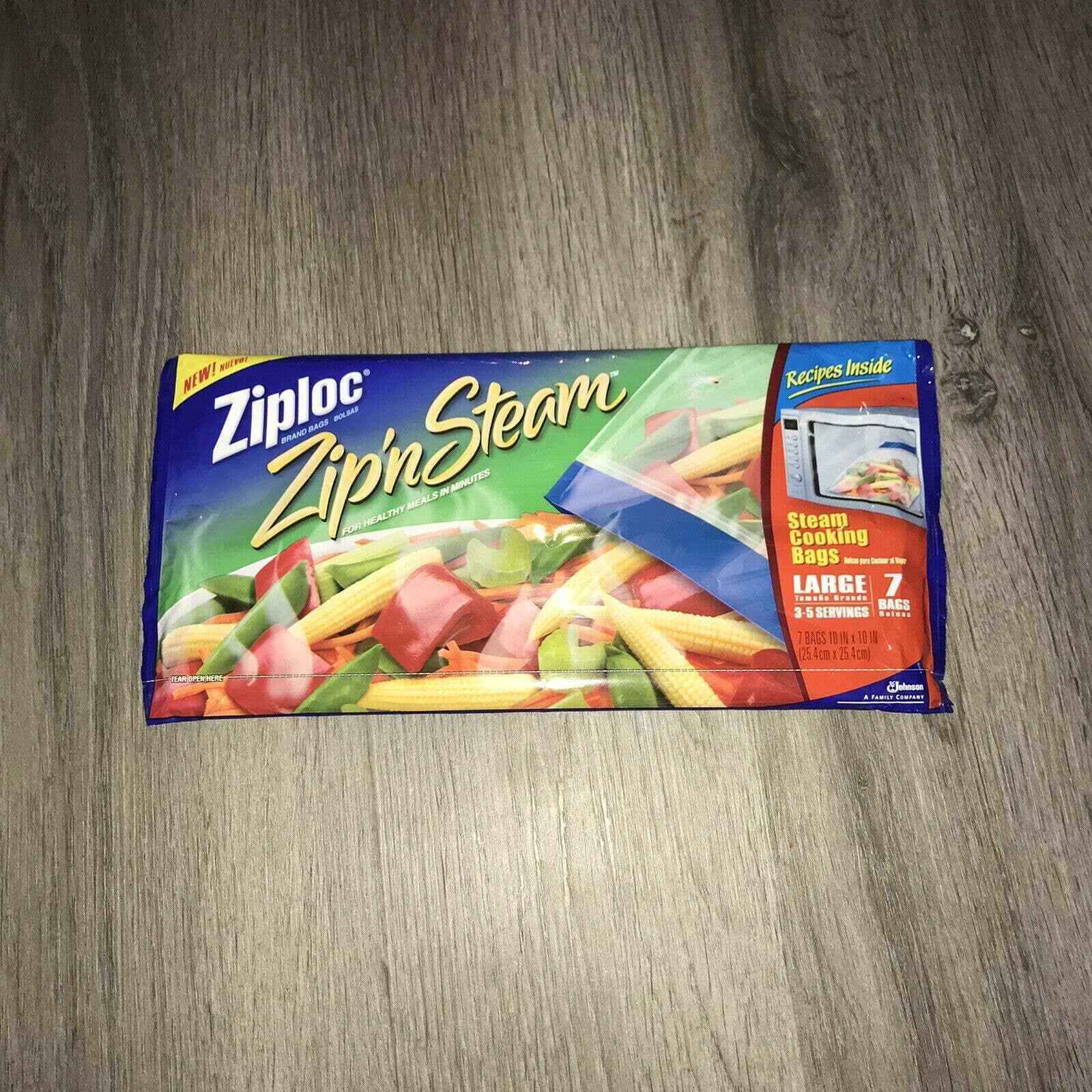 Ziploc Zip N Steam Cooking 7 Large Bags Microwave Steam Vegetables ...