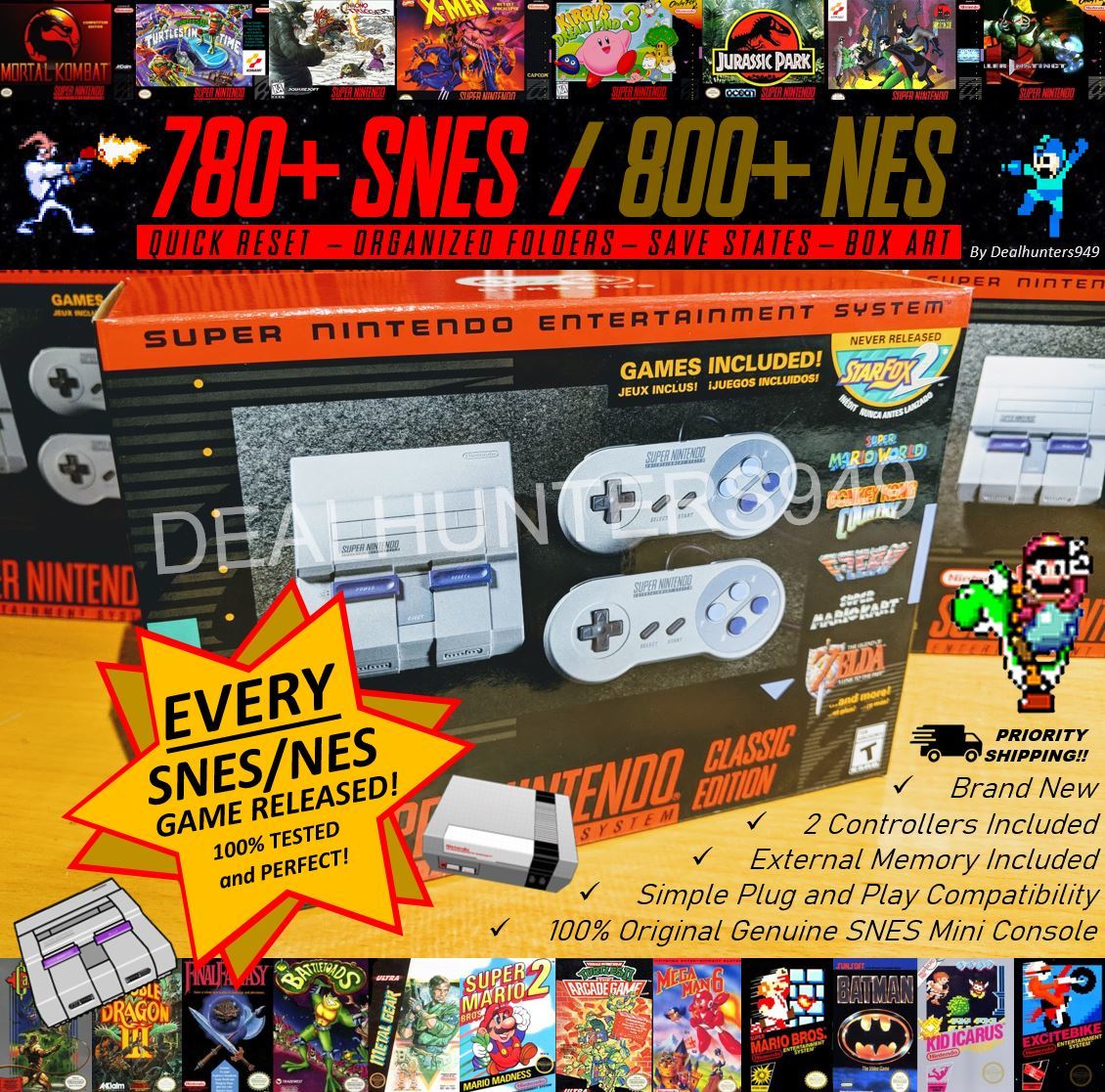 SNES 1580+ Modded (Entire Snes & Nes Library) Super Nintendo Classic ...