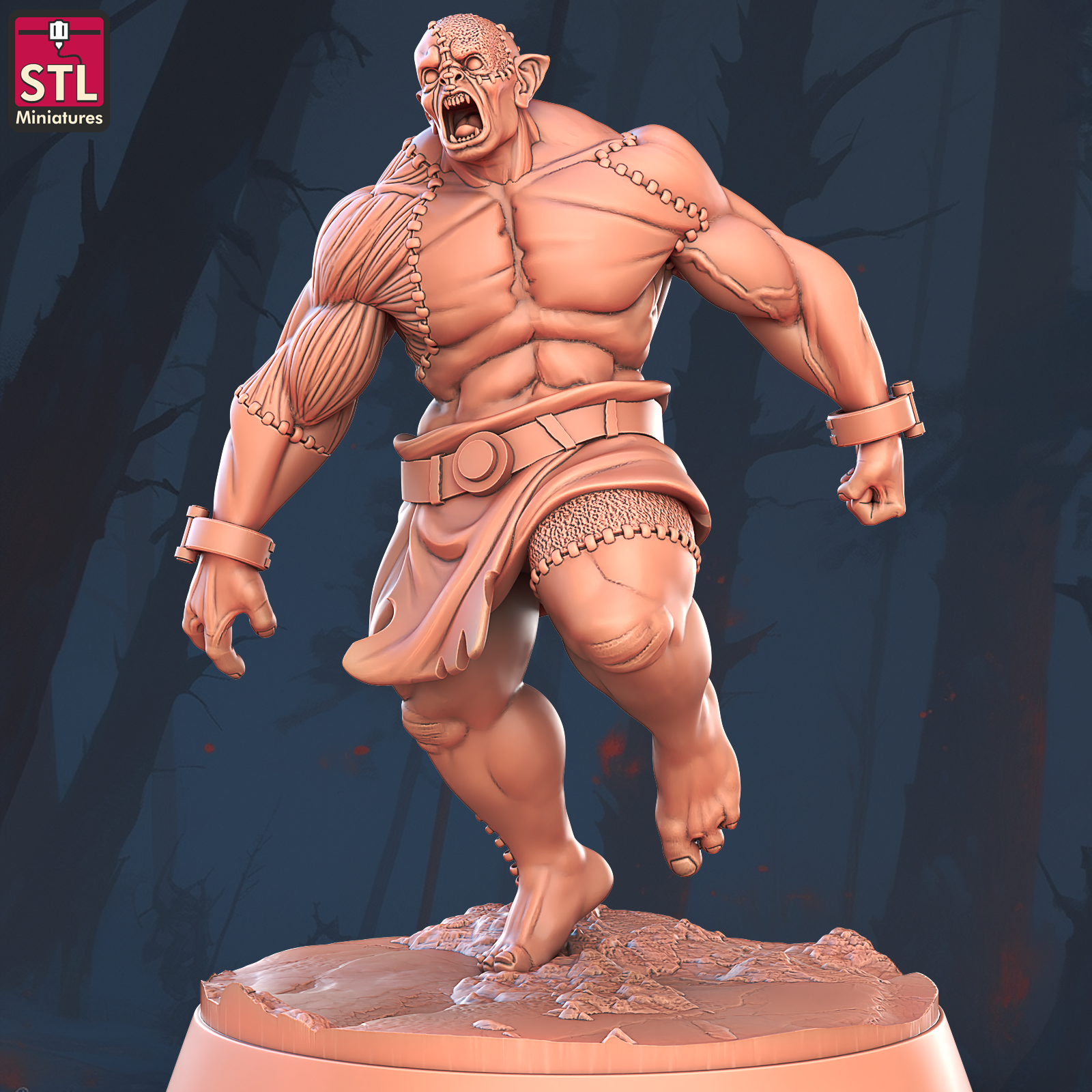 3D Printed STL Miniatures Flesh Golem 28 - 32mm War Gaming D&D - 28mm