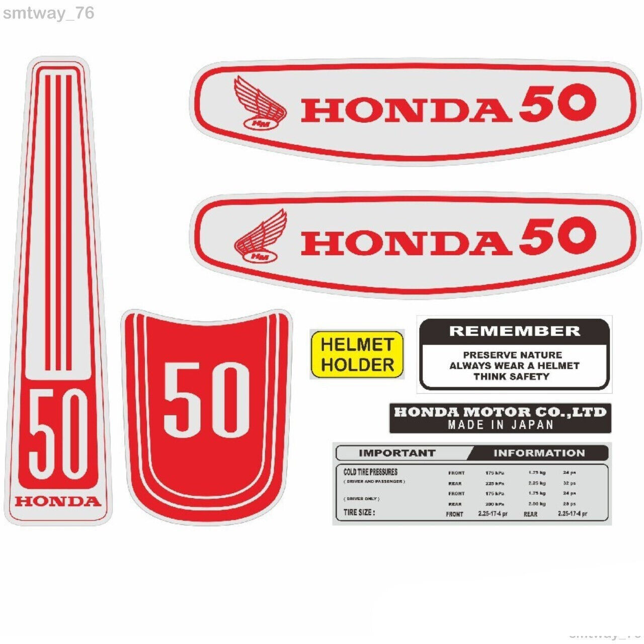 Honda C50 Cub50 Sticker _ RED Emblems Side and 50 similar items