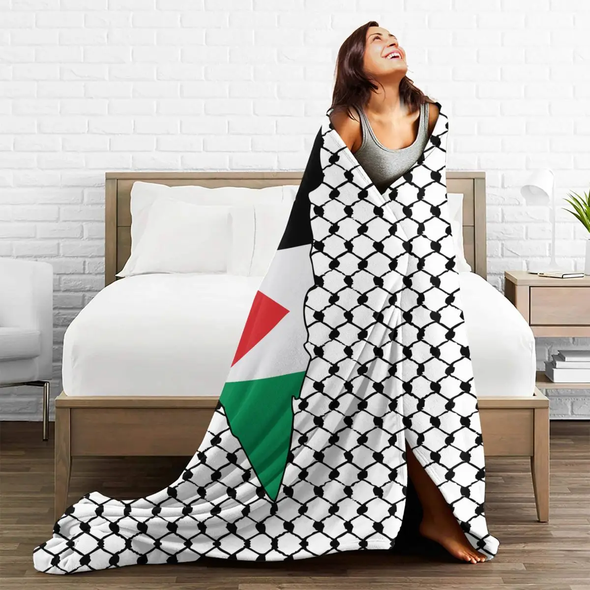 Palestine Map Palestinian Kufiya Hatta Blankets Coral Fleece Plush ...