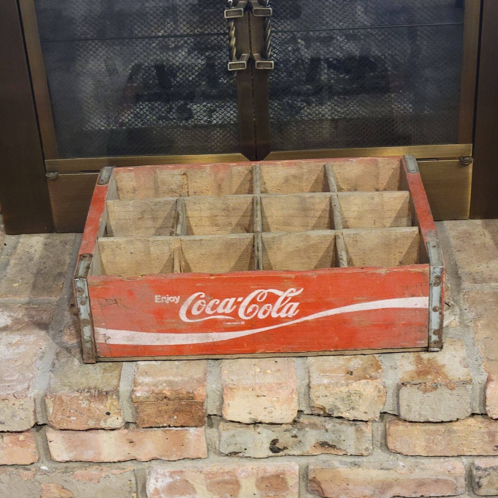 Vintage Coca Cola Crate Wood, Red Coke Wooden Box with Partitions - Bottles