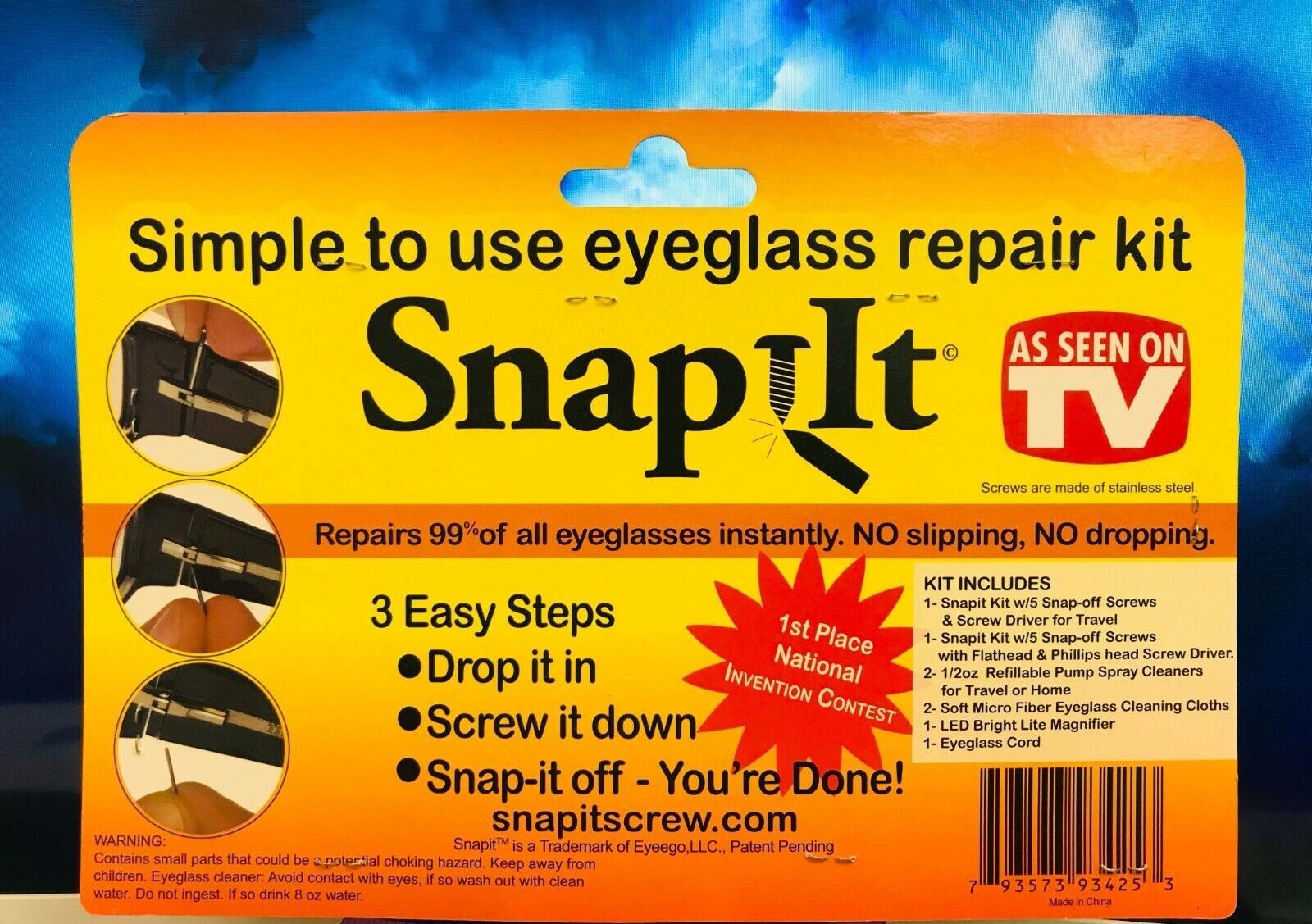 Snap It Deluxe Eyeglass Repair Kit Do It Yourself As Seen On Tv~free Shipping Eyeglass Cases