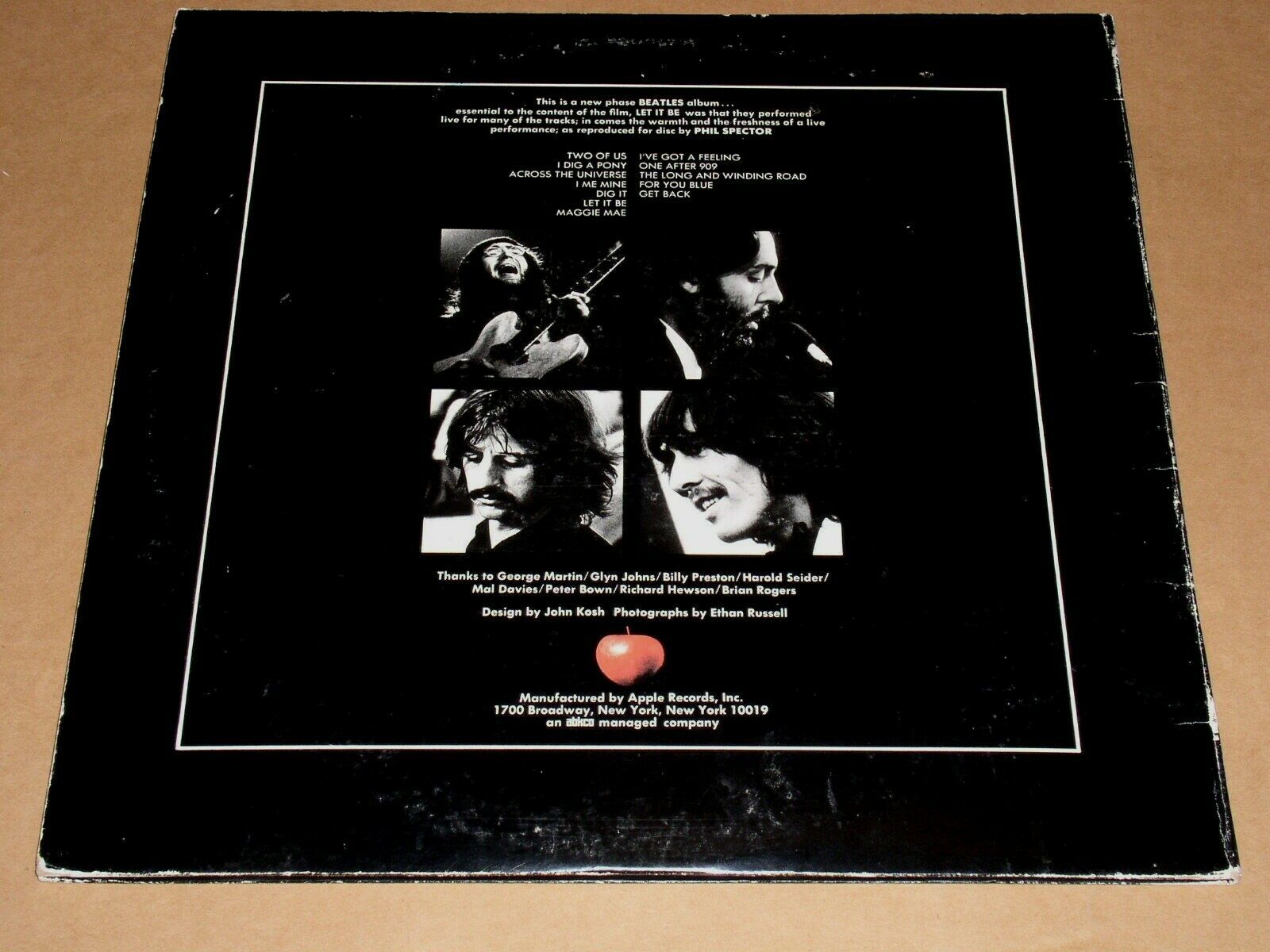 The Beatles Let It Be Red Apple Vinyl Record Album Label Phil & Ronnie ...