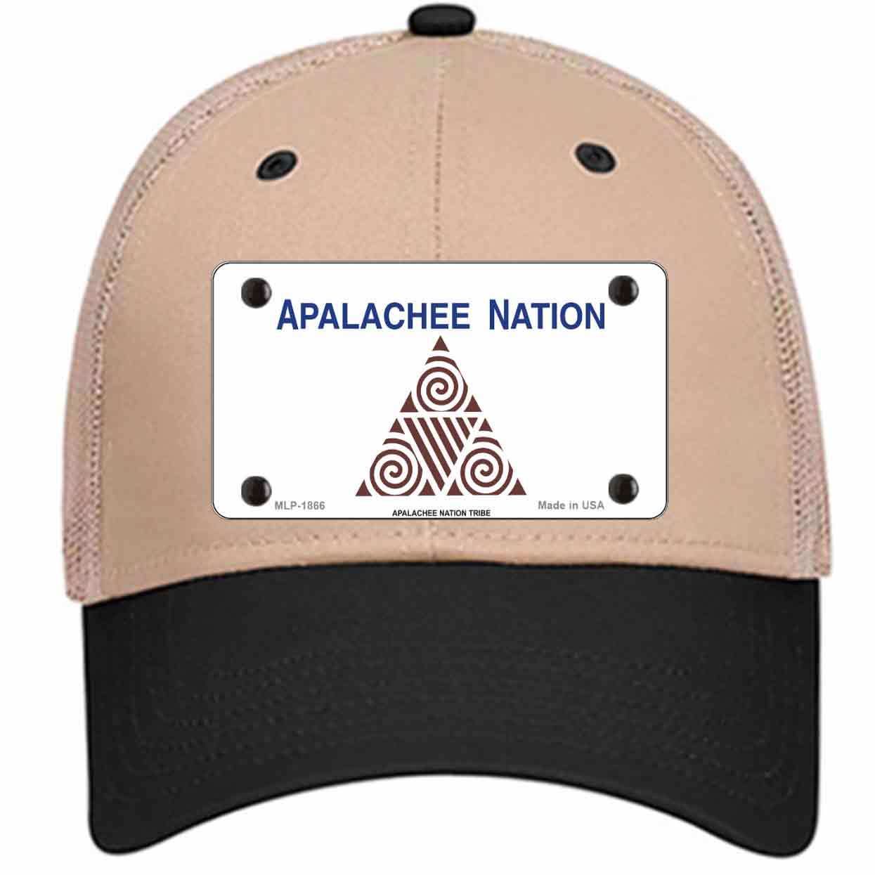 Apalachee Nation Flag Novelty Khaki Mesh License Plate Hat - Hats