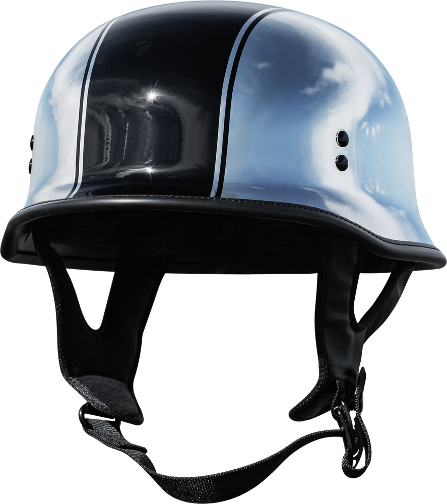 HIGHWAY 21 - 9mm German Beanie Helmet, Chrome/Black Striping, Medium ...