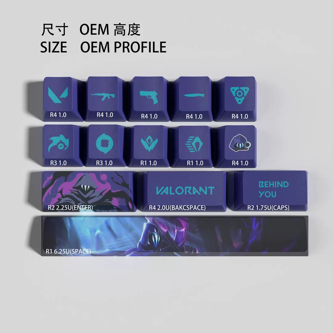VALORANT Themed Keycaps Omen PBT heat-sublimation keycaps 14 keys OEM ...