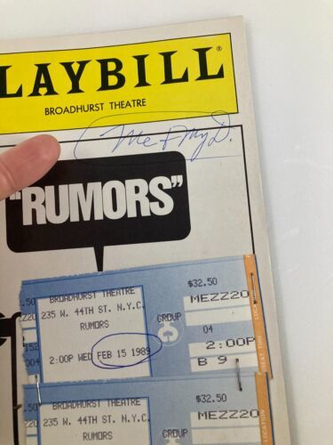 1989 Playbill Broadhurst Theatre Lisa Banes, Charles Brown in Rumors A ...