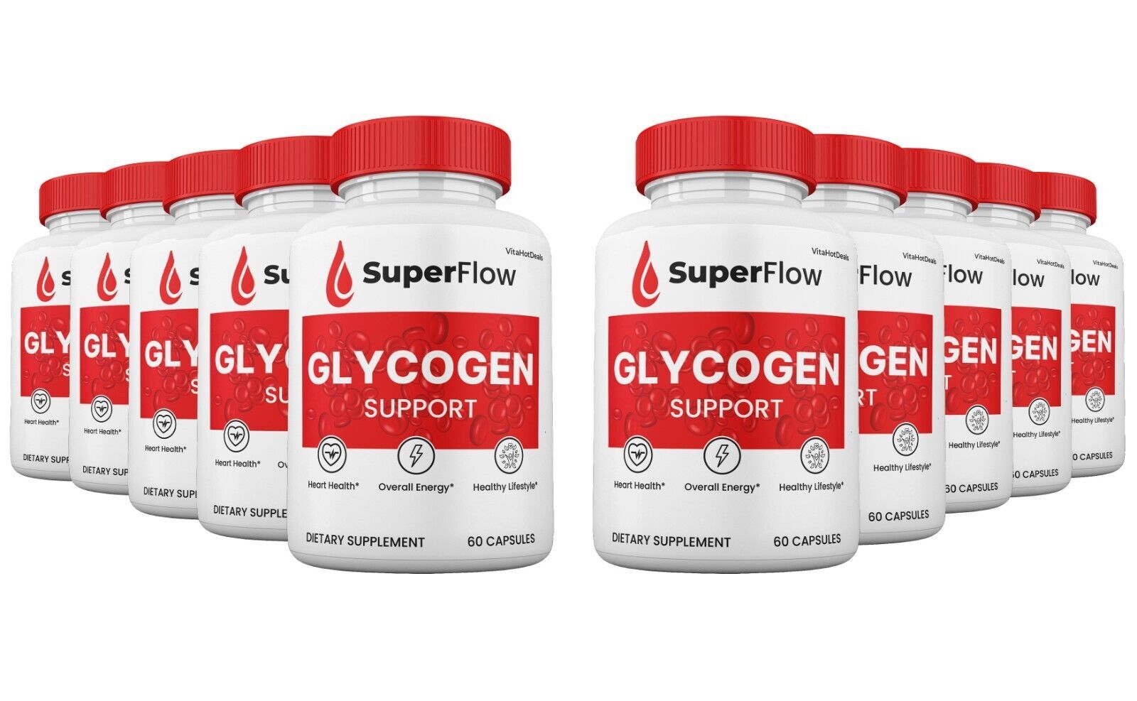 10 Pack Super Flow Glycogen Support Capsules, SuperFlow Pills Blood ...