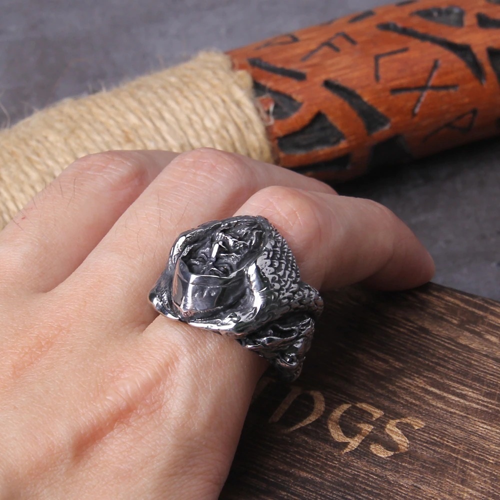 Odin Raven Ring Norse Mythology Men's Viking Wolf Stainless Steel ...