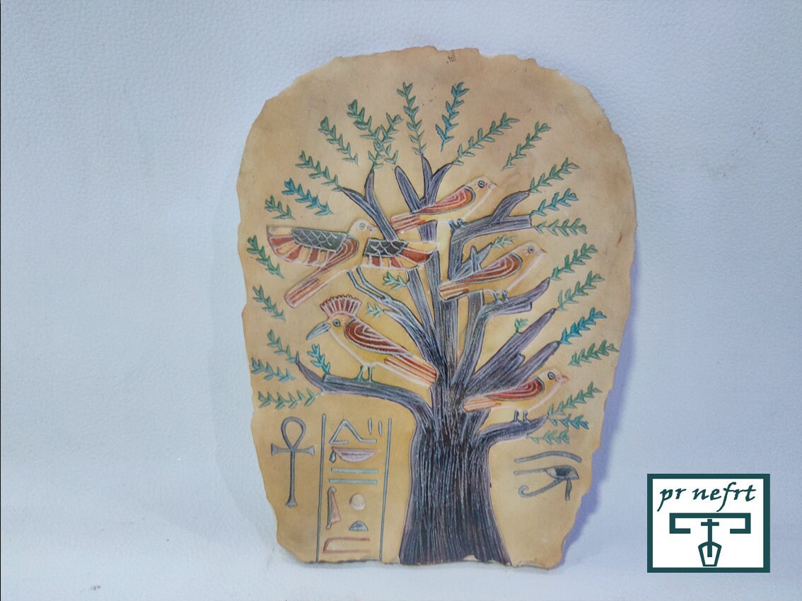 Tree of life wall panel. Pharaonic sycamore tree. Rare stone plate made ...