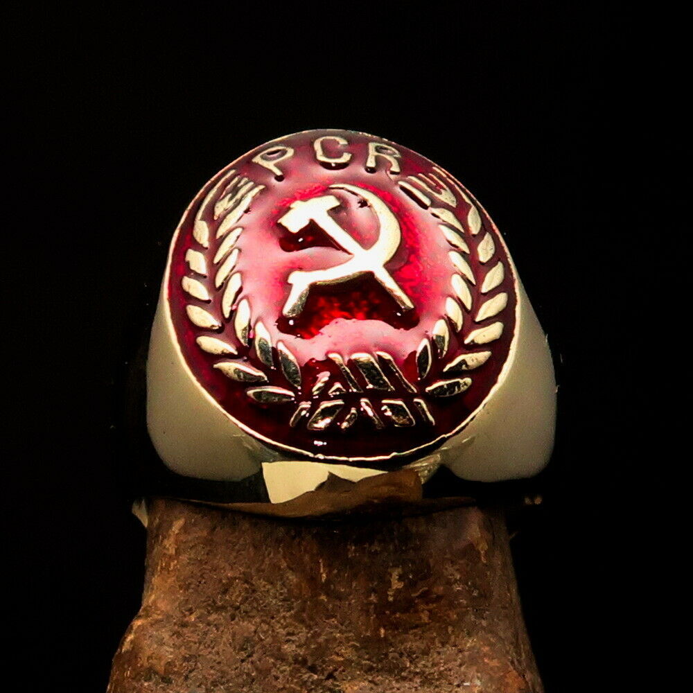 Stunning Men's Communist Party Ring PCR Hammer Sickle Crest Red - solid ...