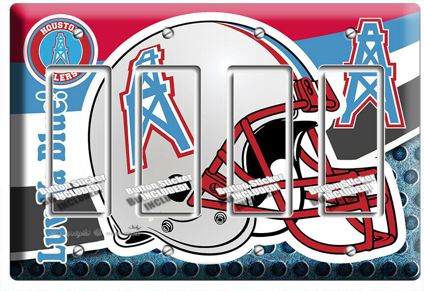 HOUSTON OILERS FOOTBALL TEAM 4 GFCI LIGHT SWITCH WALL PLATES MAN CAVE ...