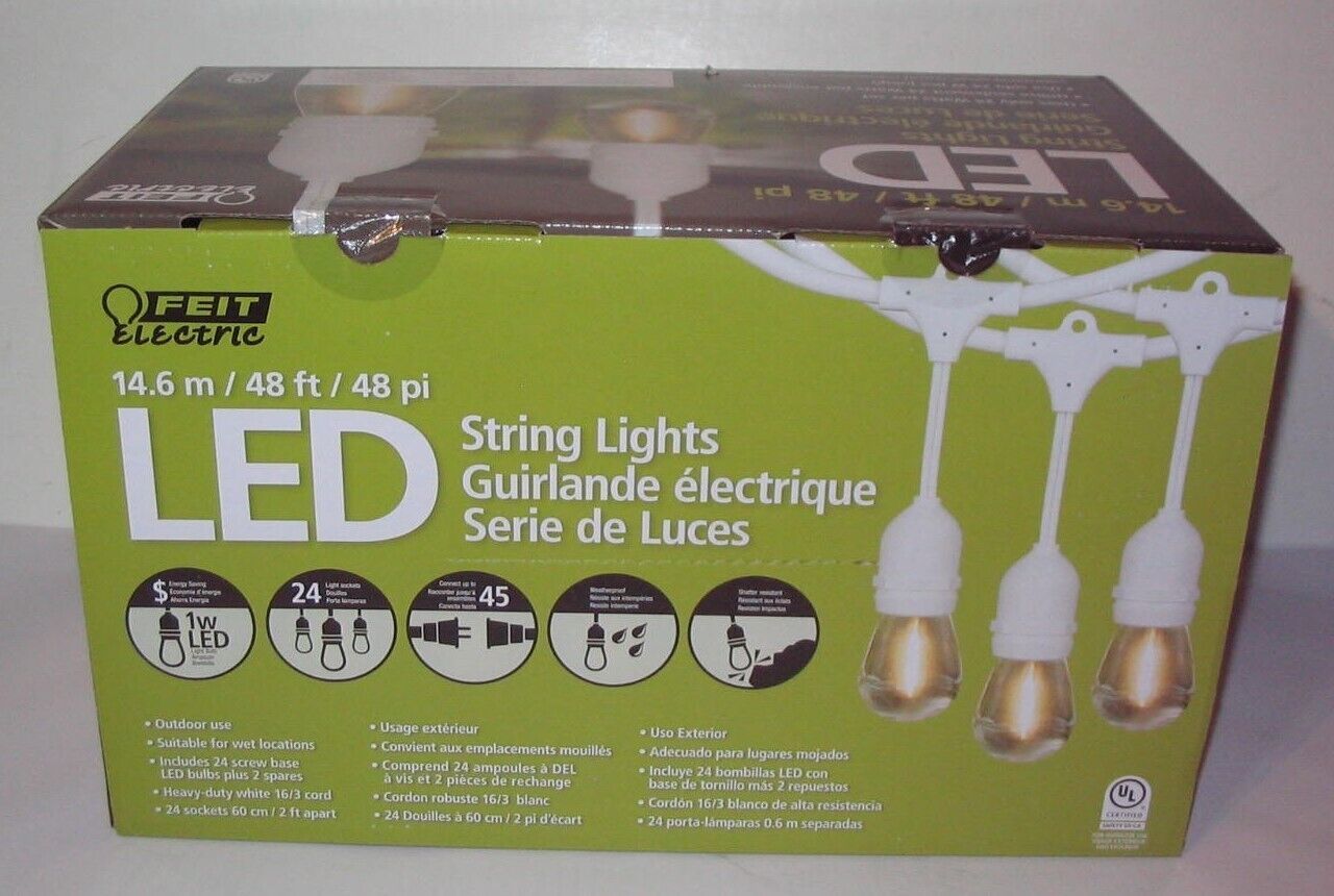 BRAND NEW Feit Electric 48 FT LED Outdoor String Lights Commercial ...