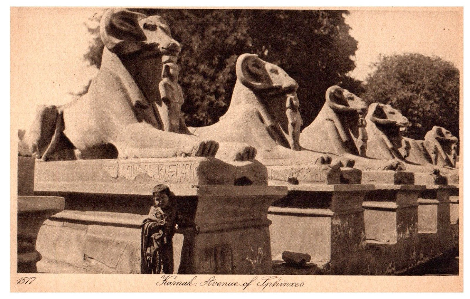 Avenue of Sphinxes Karnak Egypt Postcard - Topographical Postcards