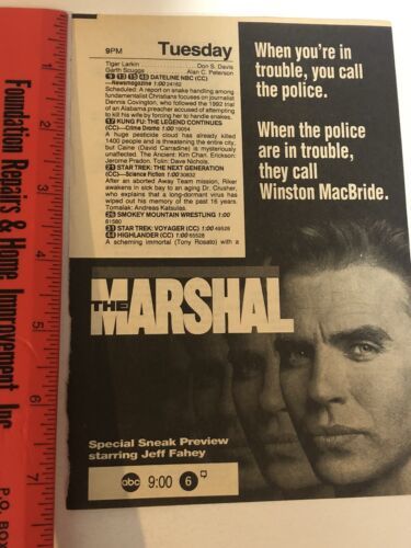 The Marshal Vintage Tv Guide Print Ad Jeff Fahey Tpa25 - Other