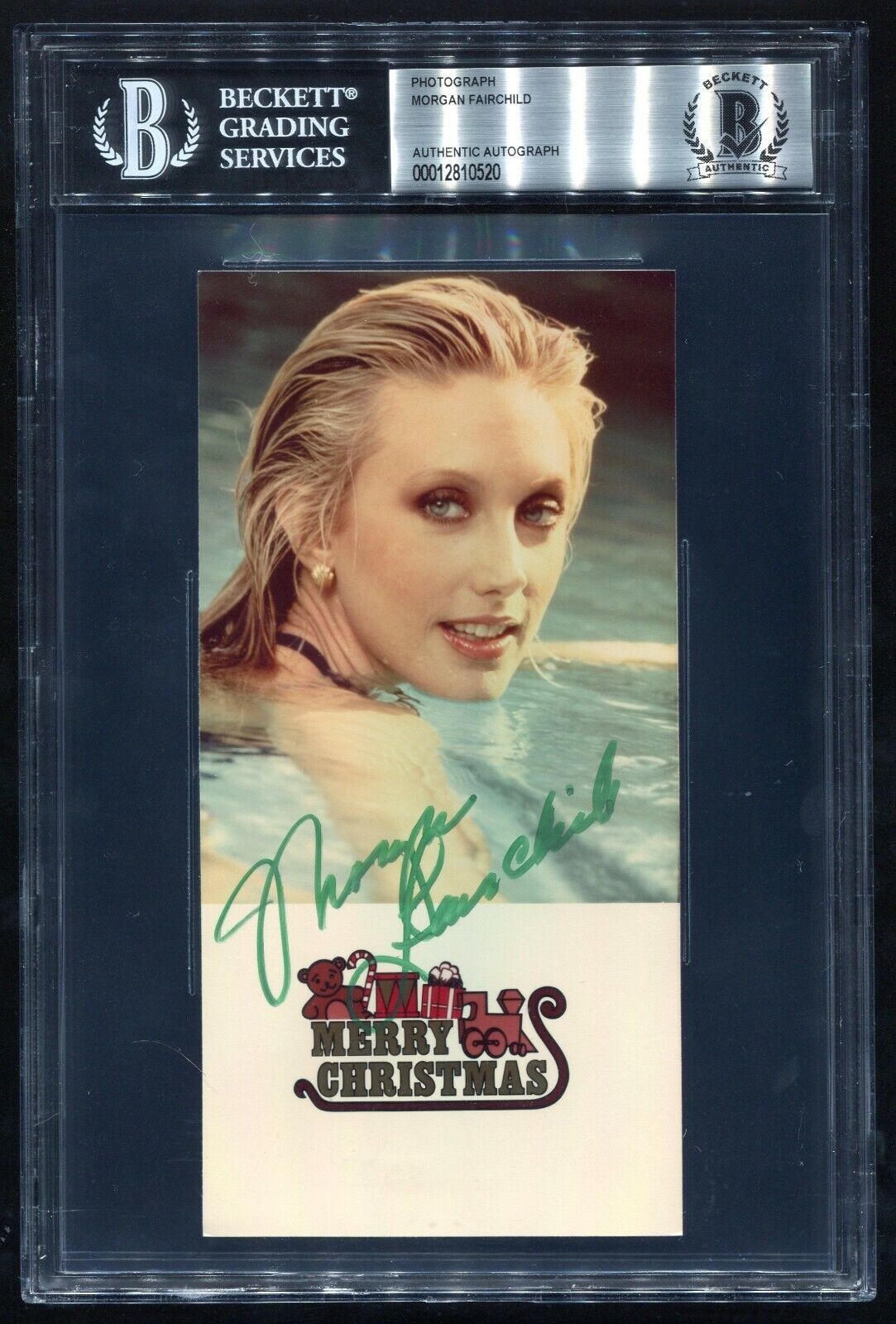 MORGAN FAIRCHILD SIGNED PHOTO CHRISTMAS CARD FLAMINGO ROAD FALCON CREST ...