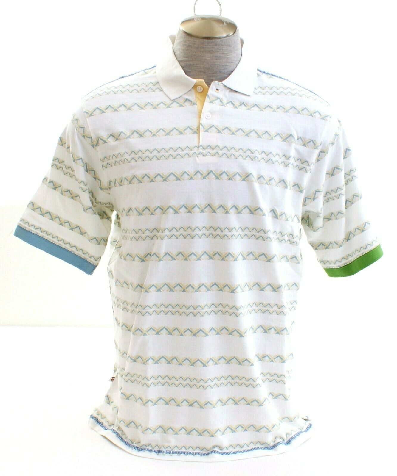 Phat Farm White Pattern Short Sleeve Polo Shirt Men's NWT - Polos