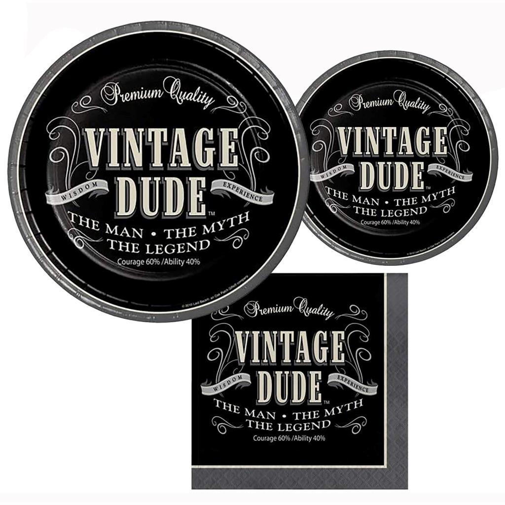 Vintage Dude Party Package 16 Guest Plates & Napkins Birthday Party 48 ...