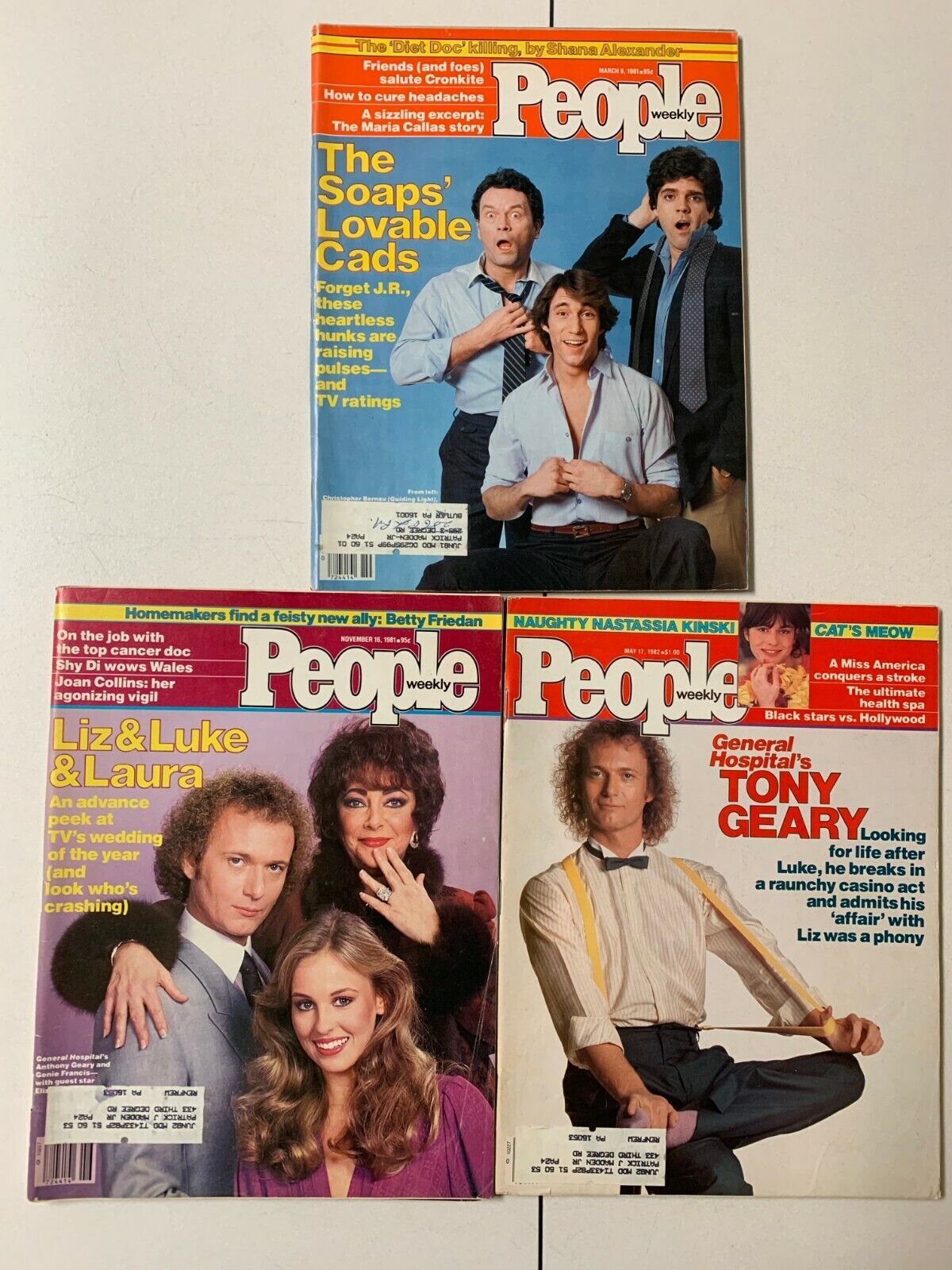 Vintage People Magazines Lot of 3 Tony Geary Liz Luke General Hospital ...