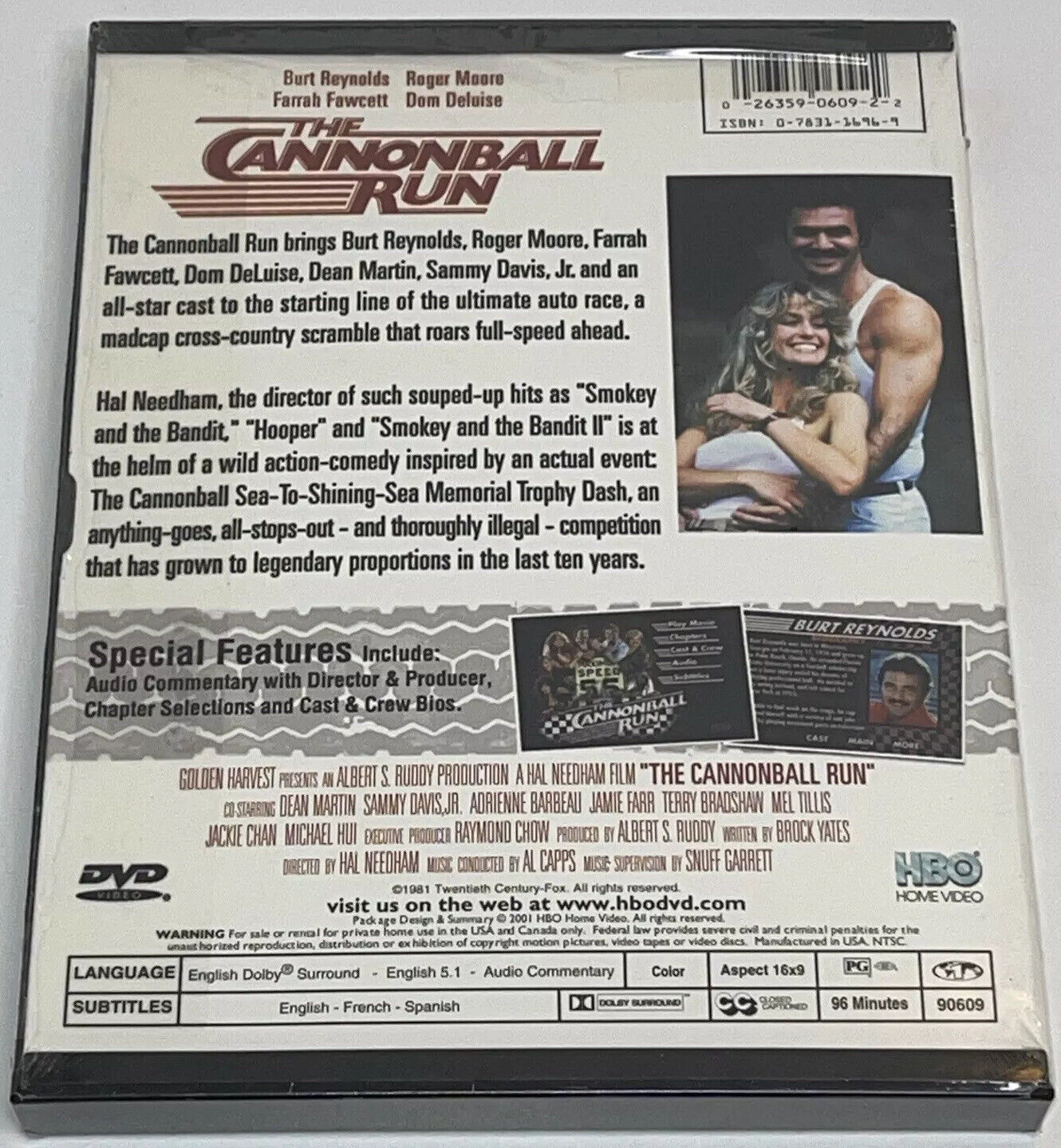 THE CANNONBALL RUN Burt Reynolds Dean Martin Jackie Chan DVD Sealed NEW ...