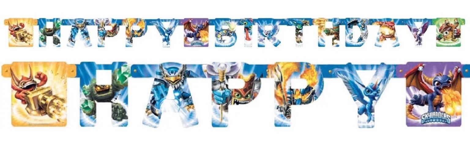 Skylanders HAPPY BIRTHDAY Banner 7 1/2' Jointed Letters Spyro Trigger ...