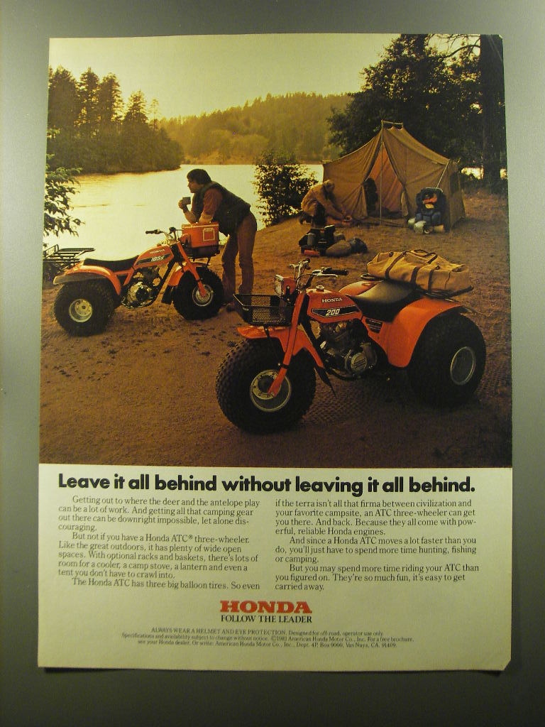 1982 Honda ATC Three-Wheeler Ad - Leave it all behind without leaving ...