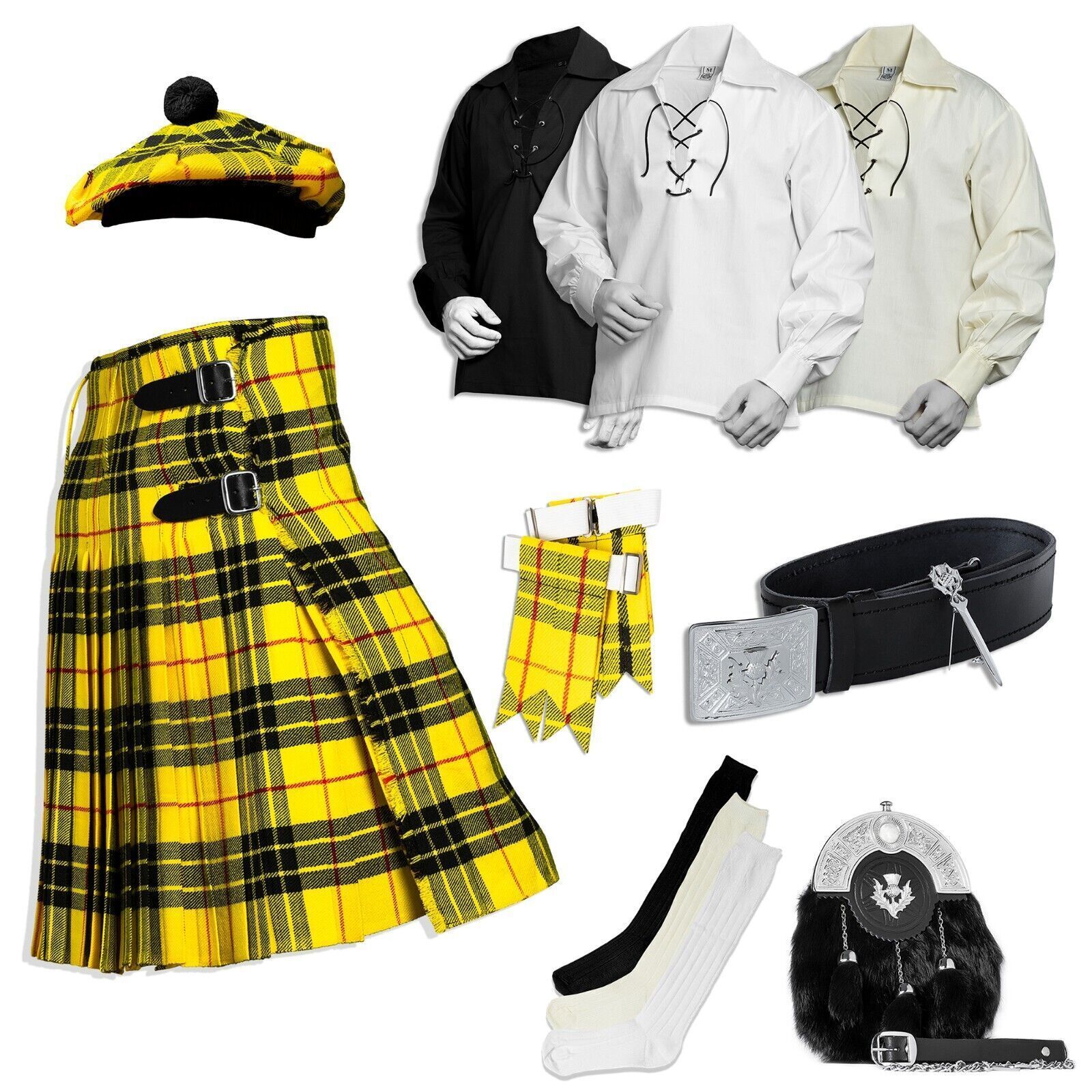 Scottish Macleod of Lewis Tartan Kilt Set 8 Yards 9-Pieces kilt ...