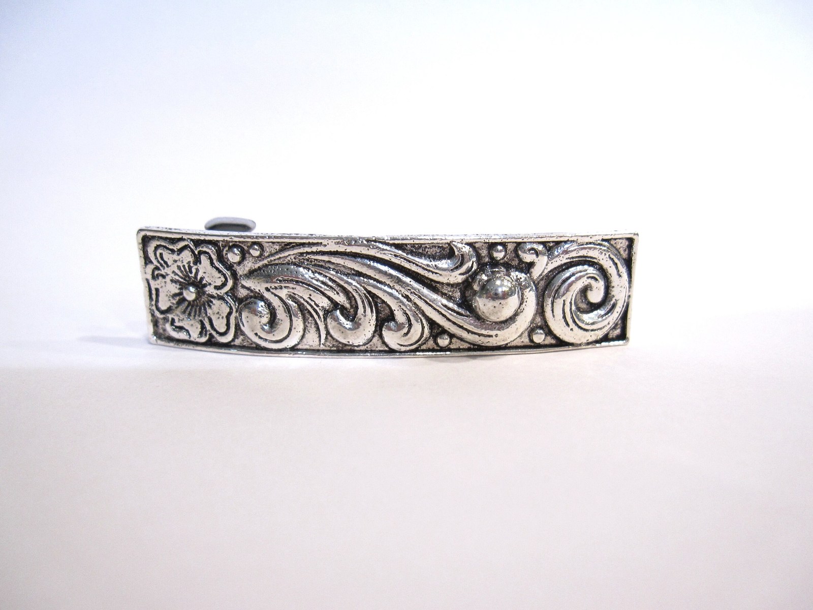 Smaller silver metal filigree flower hair alligator clip barrette for ...