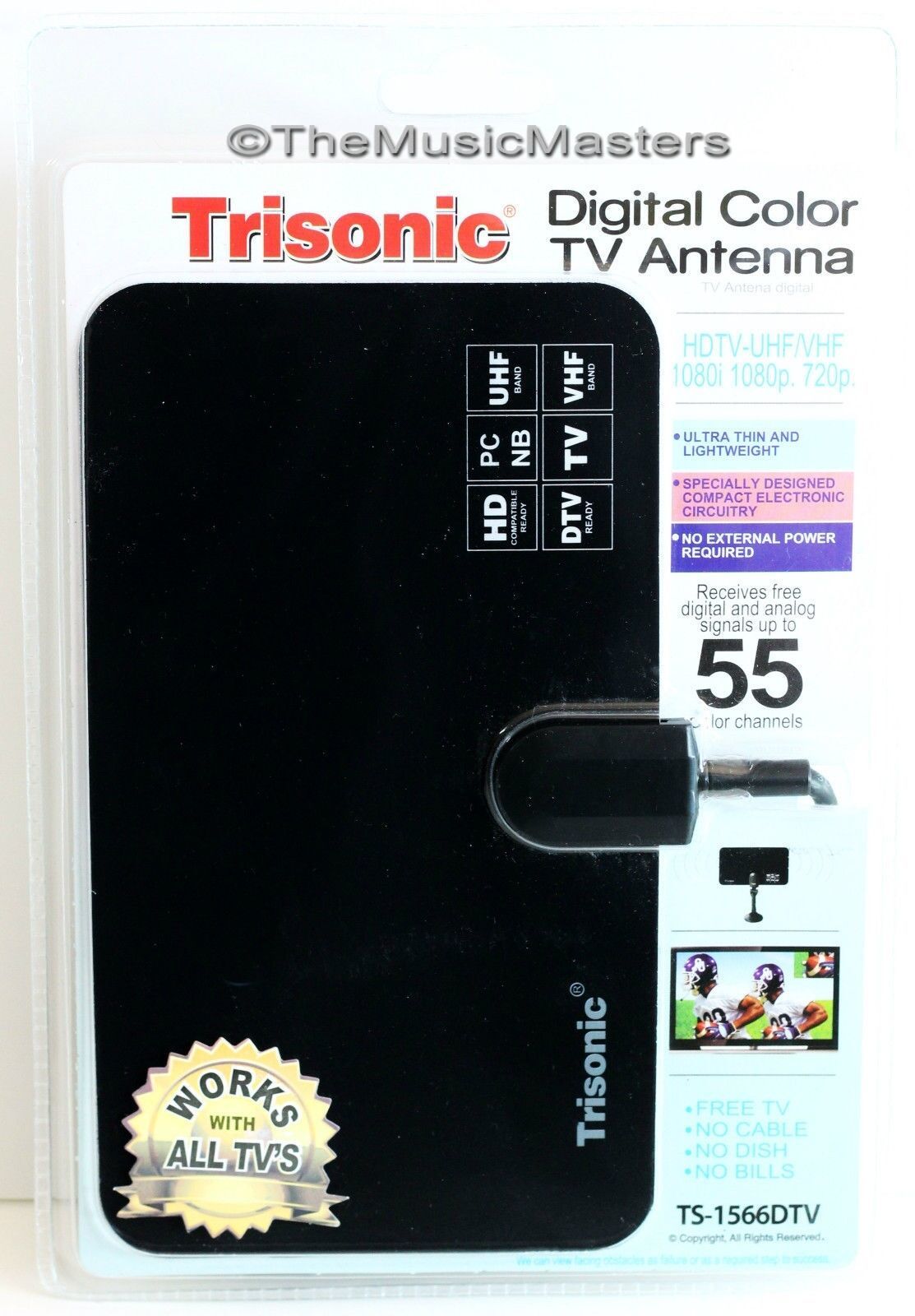 HDTV Flat Design Digital Indoor TV Antenna DTV Box Ready HD VHF UHF ...