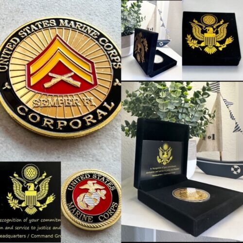 CORPORAL E-4 Rank USMC Challenge Coin US Marine Corps USMC With Velvet ...
