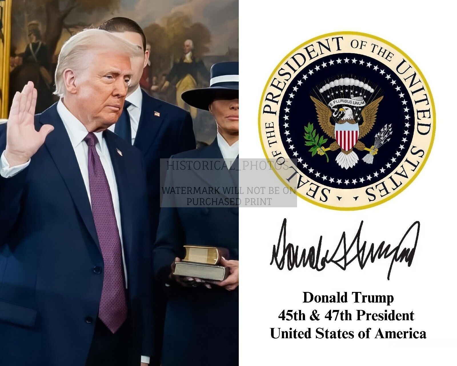 PRESIDENT DONALD TRUMP SWORN IN AS PRESIDENT PRESIDENTIAL SEAL 8X10 ...