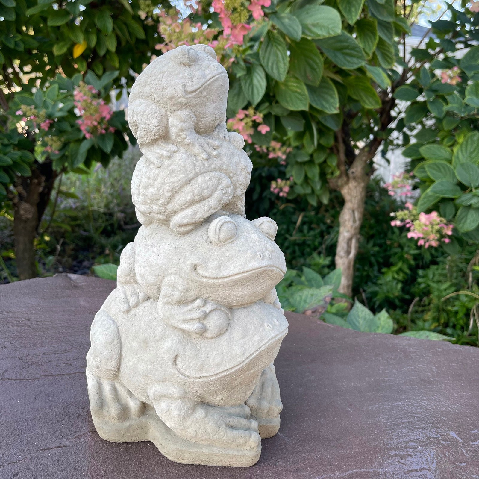 13" Large Outdoor Concrete Frog Garden Statue Cement Totem Art Funny ...