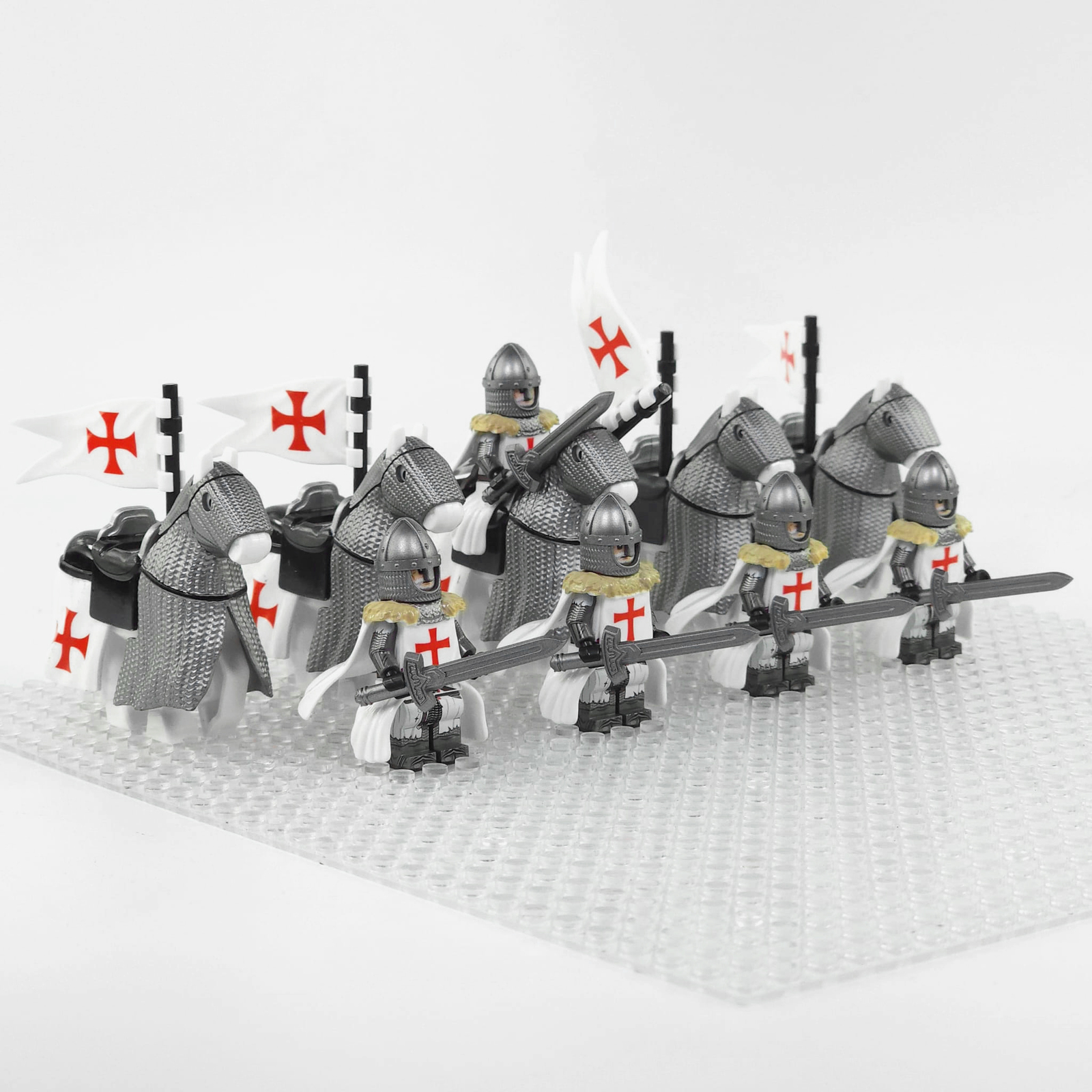 Crusades Mounted Knights Templar Armored Warhorse 10pcs Minifigure ...