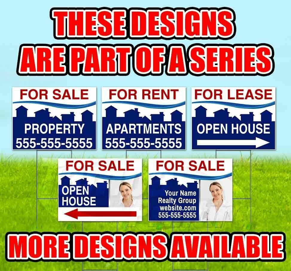 PROPERTY FOR SALE CUSTOM 18x24 Yard Sign WITH STAKE Bandit REALTOR REAL ...