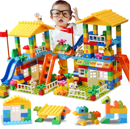 153PCS Big Particle Roof Blocks - City House Castle with Slide - Large ...