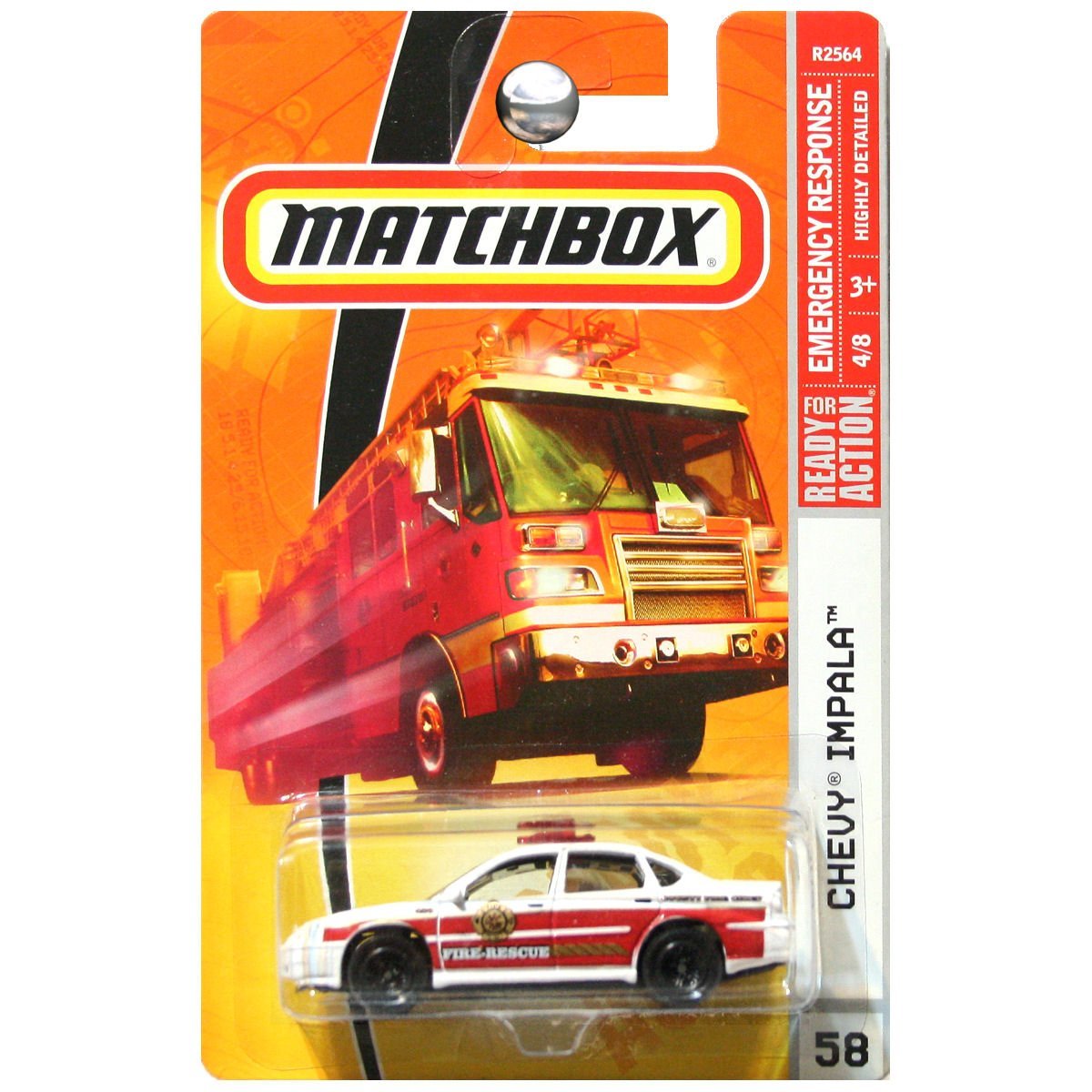 Matchbox 2009 Fire Rescue Chevy Impala # 58, Emergency Response, 1:64 ...