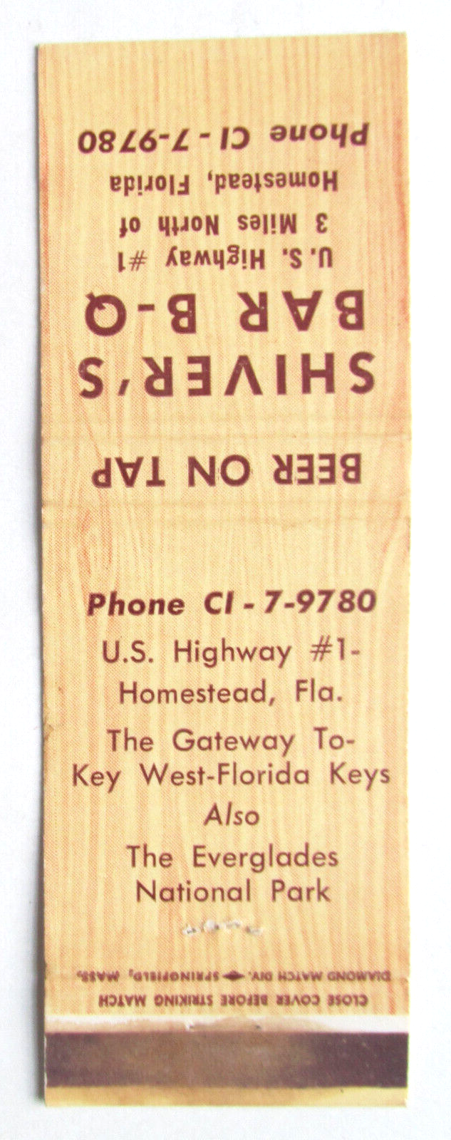 Shiver's Bar-B-Q - Homestead, Florida Restaurant 20 Strike Matchbook ...