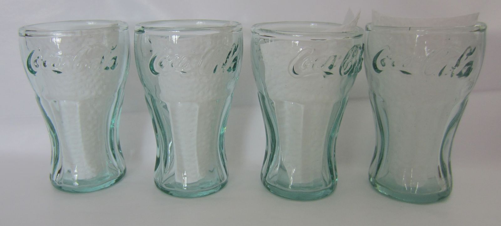 4X Indiana Glass Coca Cola Green Tint Mini 3 Oz. Shot Juice Glasses ...