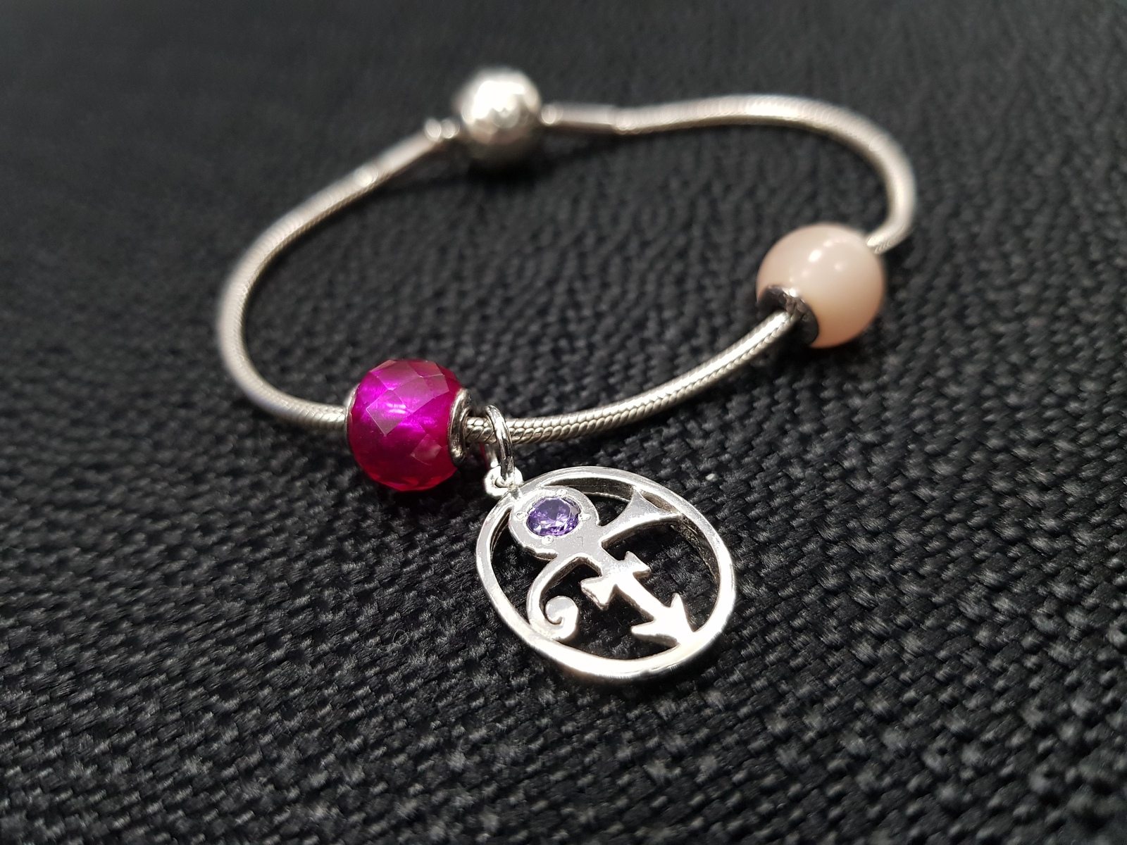 Charm Only - Enclosed Symbol With Purple Stone - Remembrance Symbol ...