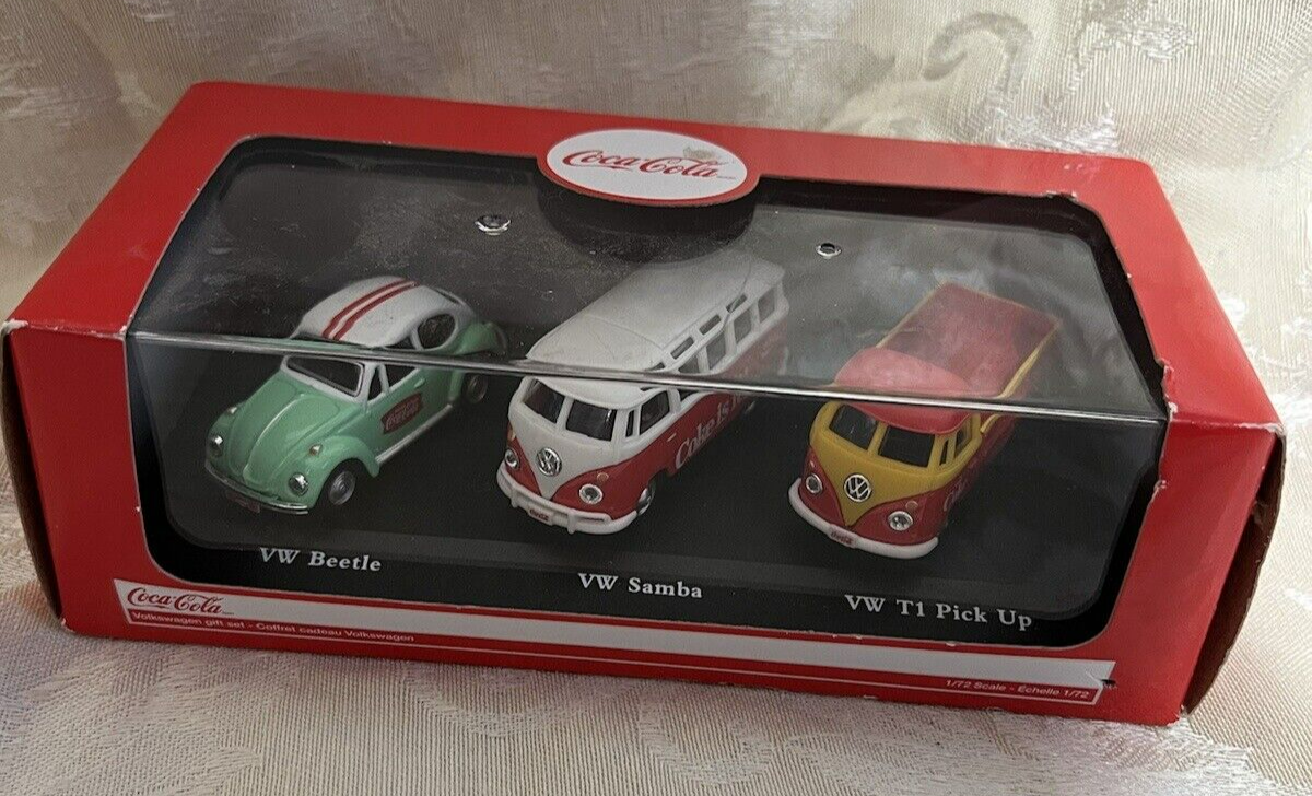VOLKSWAGEN COCA-COLA GIFT SET OF 3 PIECES 1/72 DIECAST MODELS BY MCC ...
