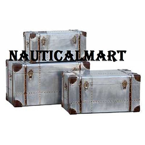 NauticalMart Silver Industrial Style Aluminium Trunk Set - Trunks & Chests